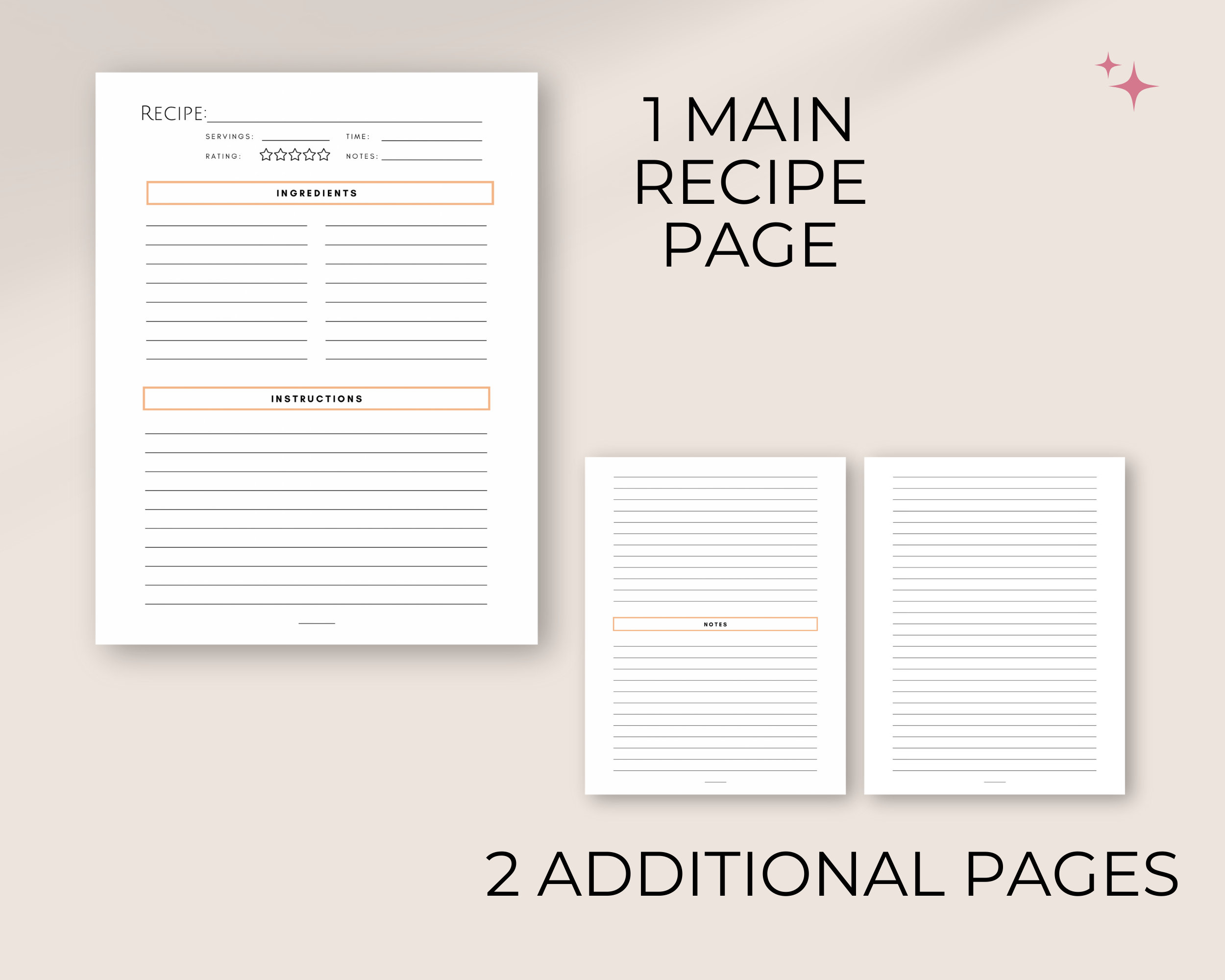 Printable Recipe Binder Pages | 8.5x11 & A4 | Minimalist Printable ...