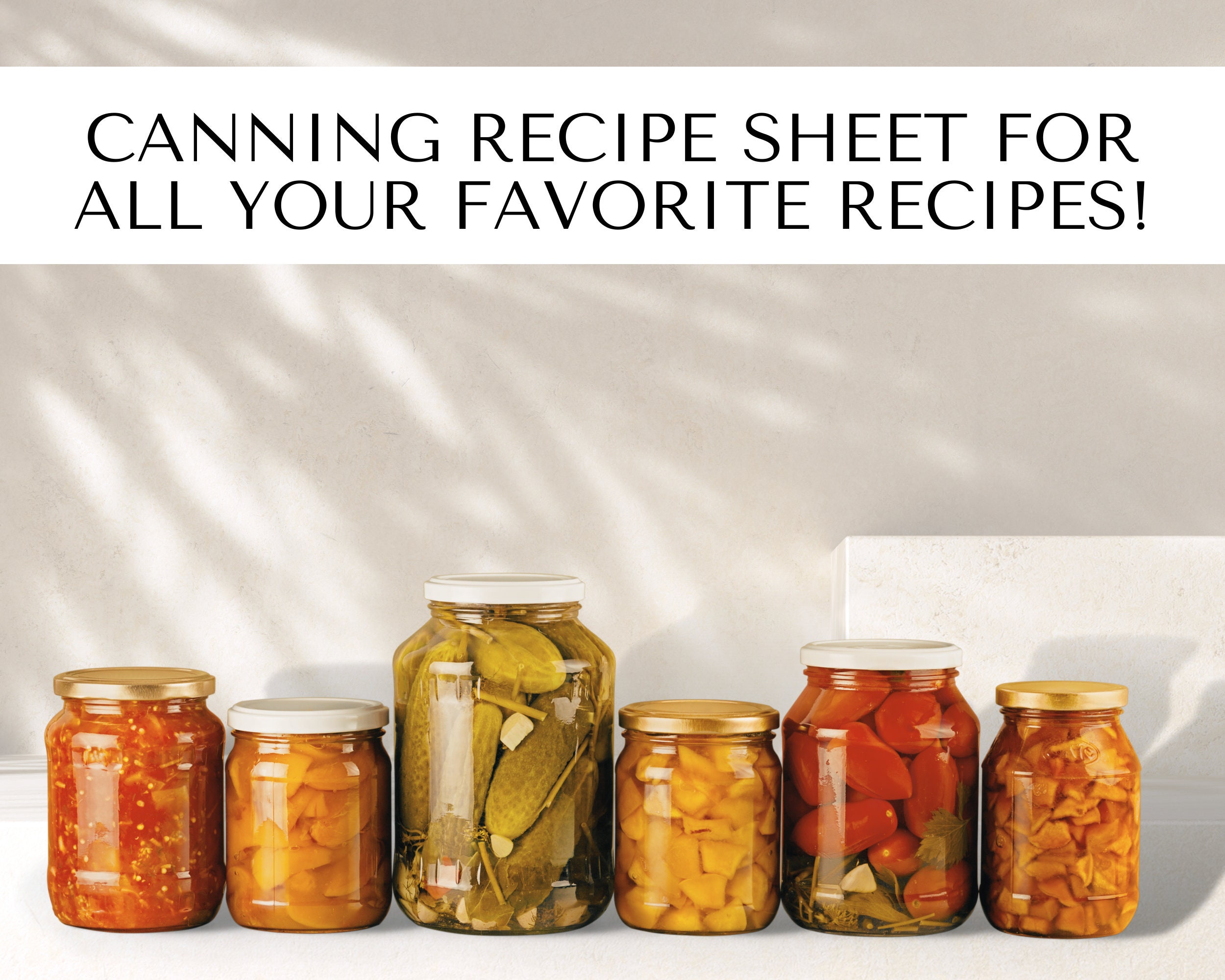 Printable Canning Recipe Template Canning Recipe Sheet for Your Recipe ...