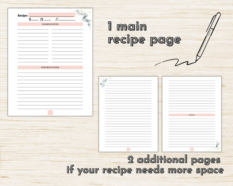 Printable Recipe Template Recipe Book Template Printable - Etsy