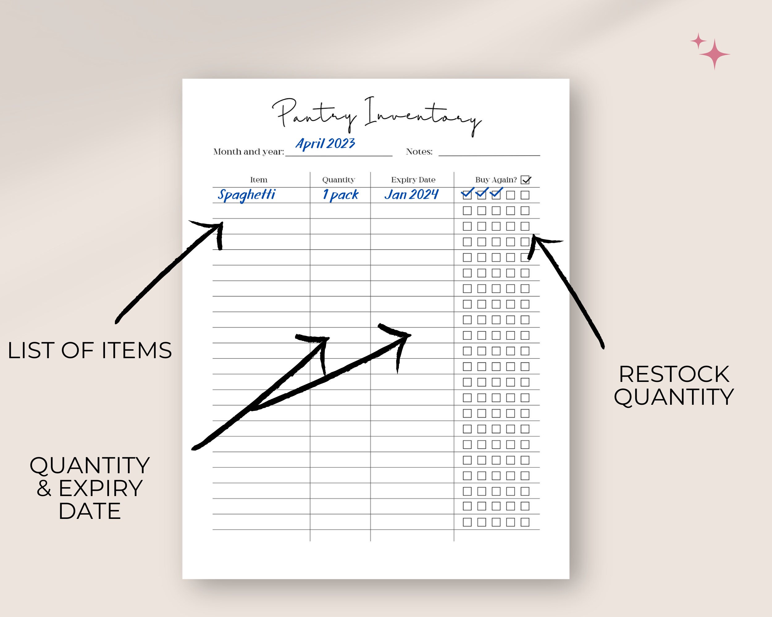 Printable Pantry Inventory Tracker | Food Inventory Template for Your ...