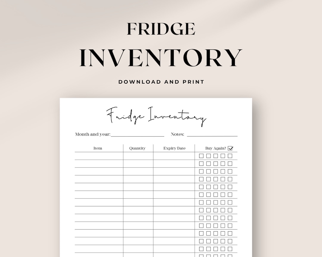 Printable Fridge Inventory Tracker | Food Inventory Template for Your ...