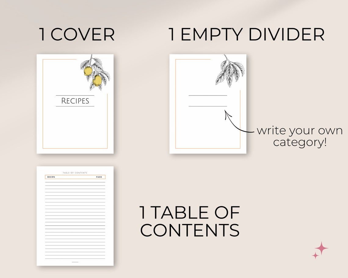 Printable Recipe Binder Pages | 8.5x11 & A4 | Minimalist Printable ...