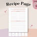 Printable Recipe Template | Pink Recipe Book Template 8.5 X 11 in and ...