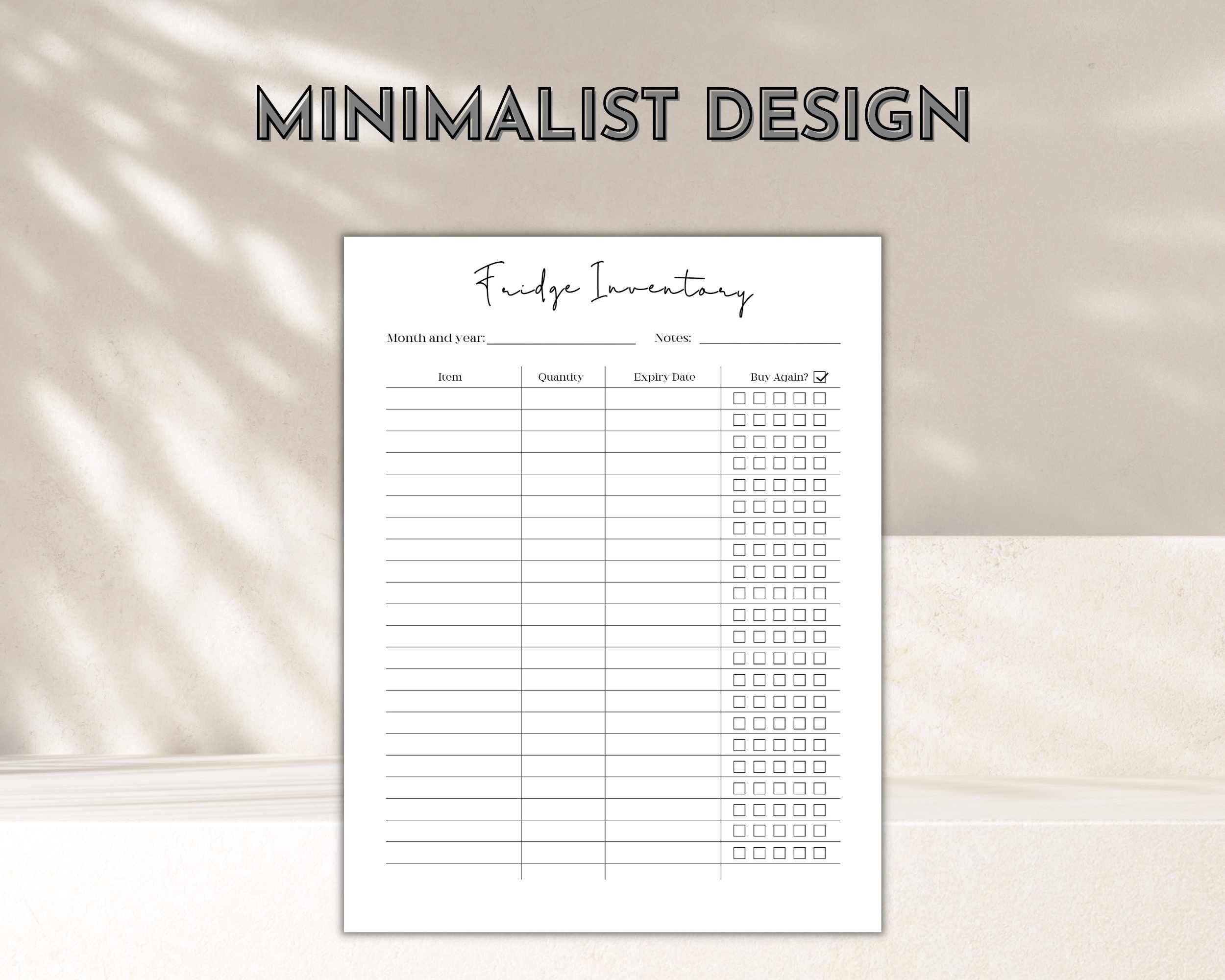 Printable Fridge Inventory Tracker Food Inventory Template for Your ...