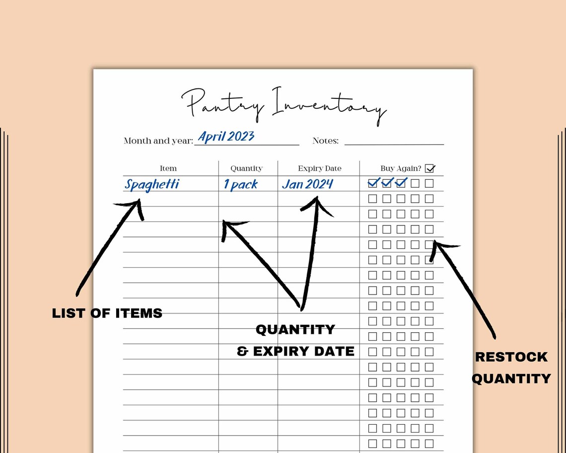 Printable Pantry Inventory Tracker Food Inventory Template for Your ...