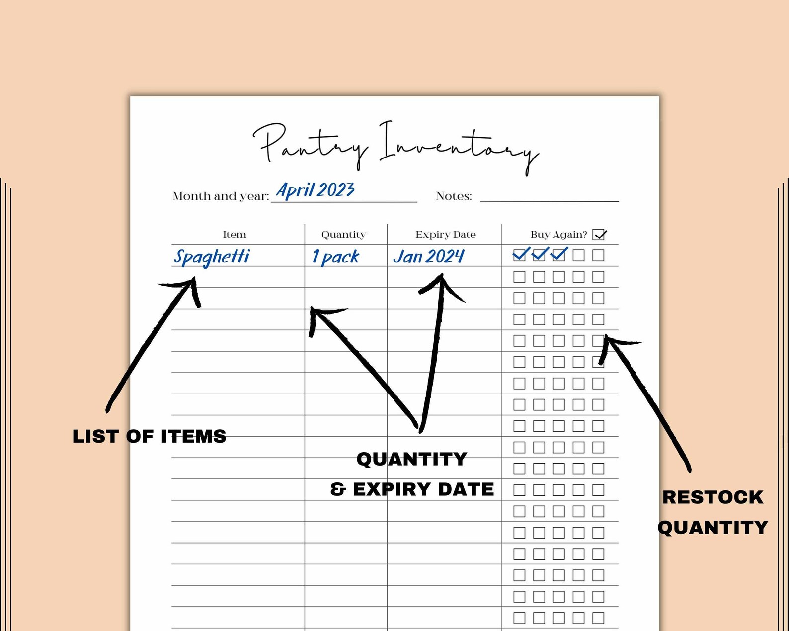 Printable Pantry Inventory Tracker Food Inventory Template for Your ...