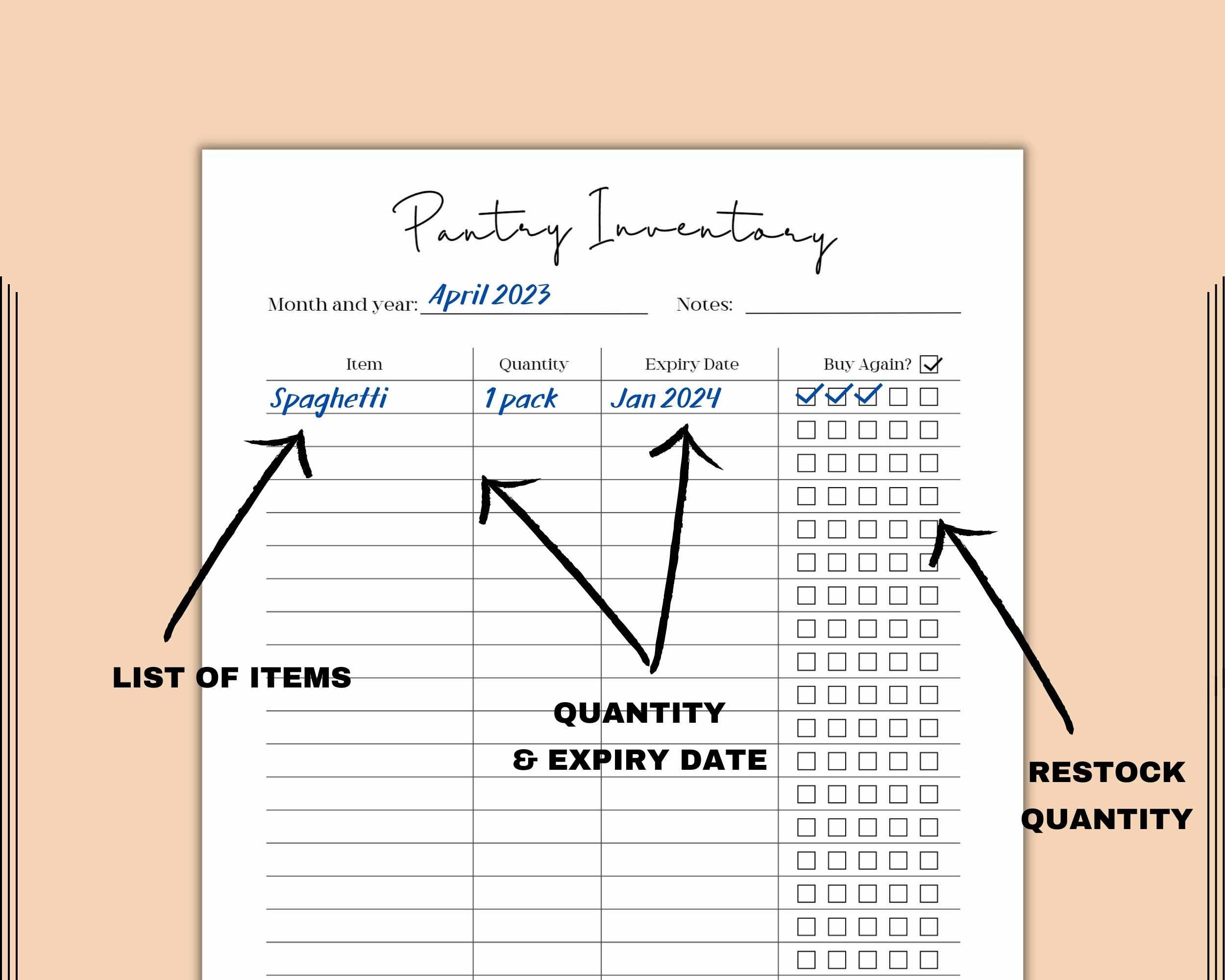 Printable Pantry Inventory Tracker Food Inventory Template for Your ...
