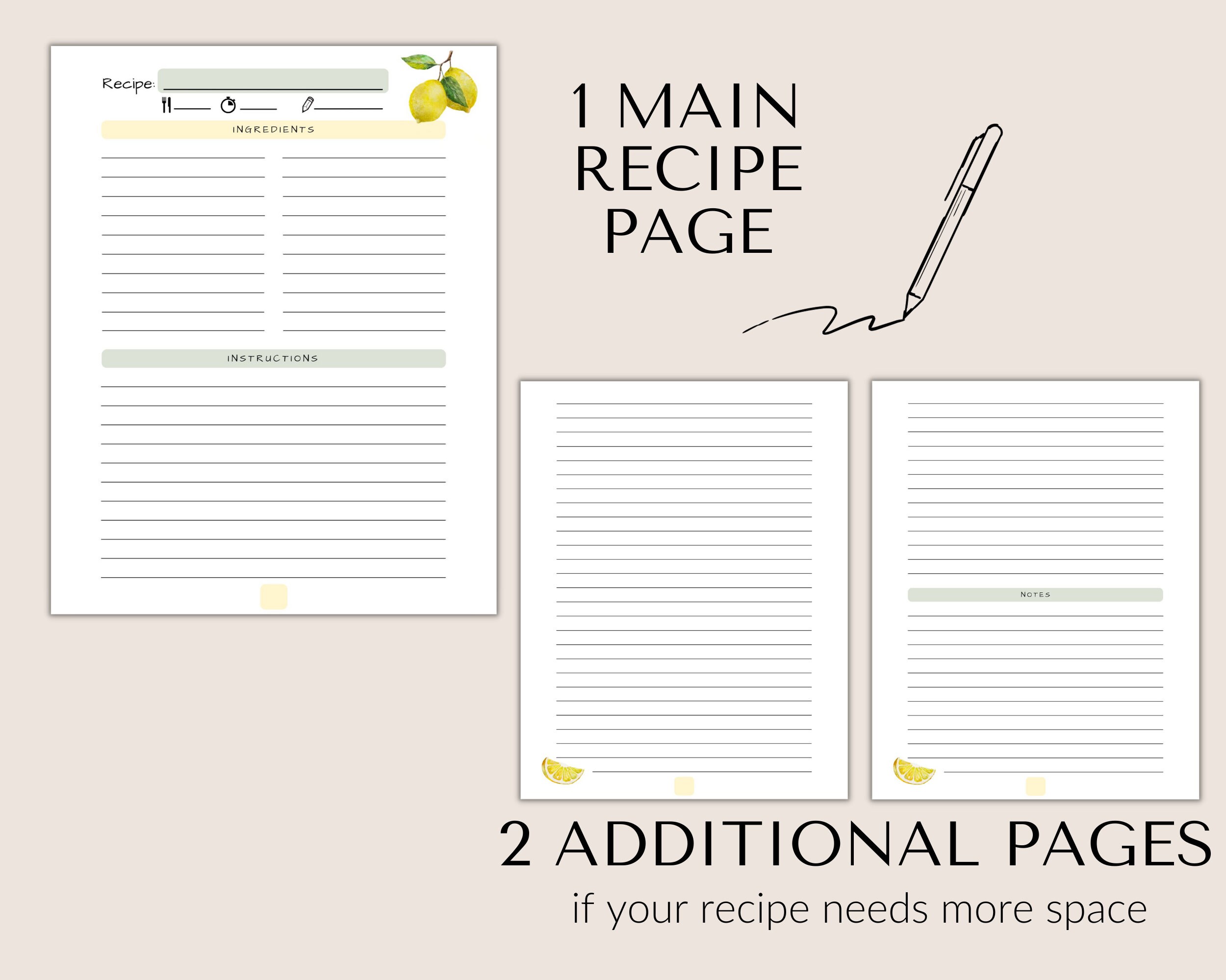 Printable Recipe Template Recipe Book Template Printable Recipe Page ...