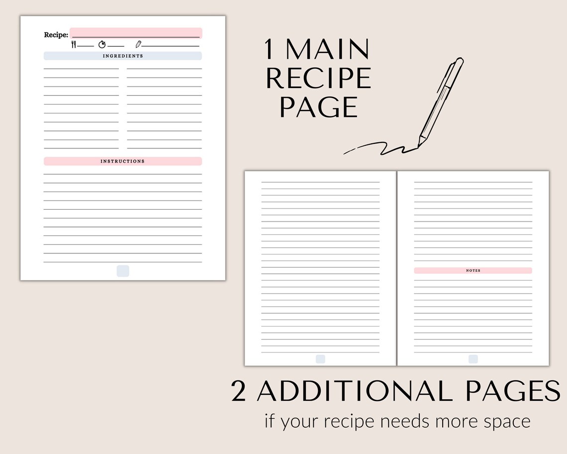 Printable Recipe Template | Recipe Book Template | Printable Recipe ...
