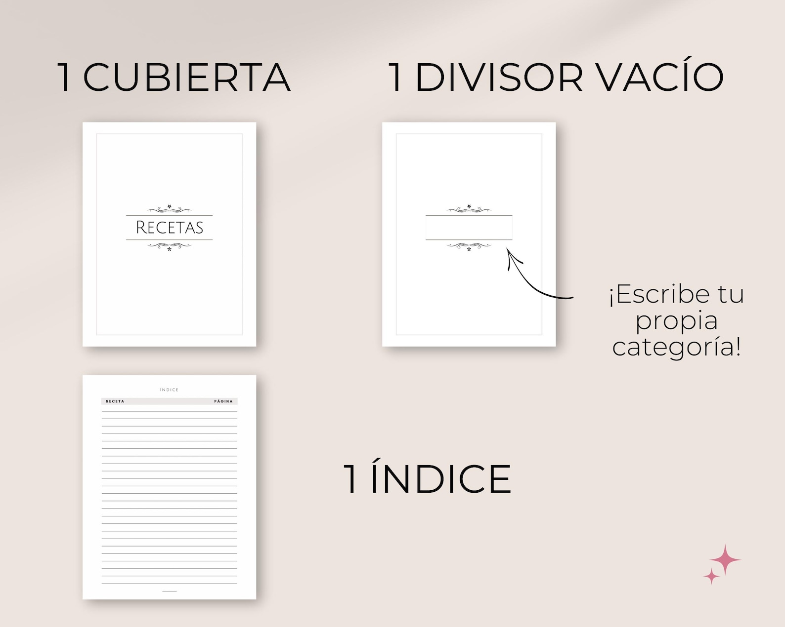 Printable Recipe Binder in Spanish | 8.5x11 & A4 | Minimalist Printable ...
