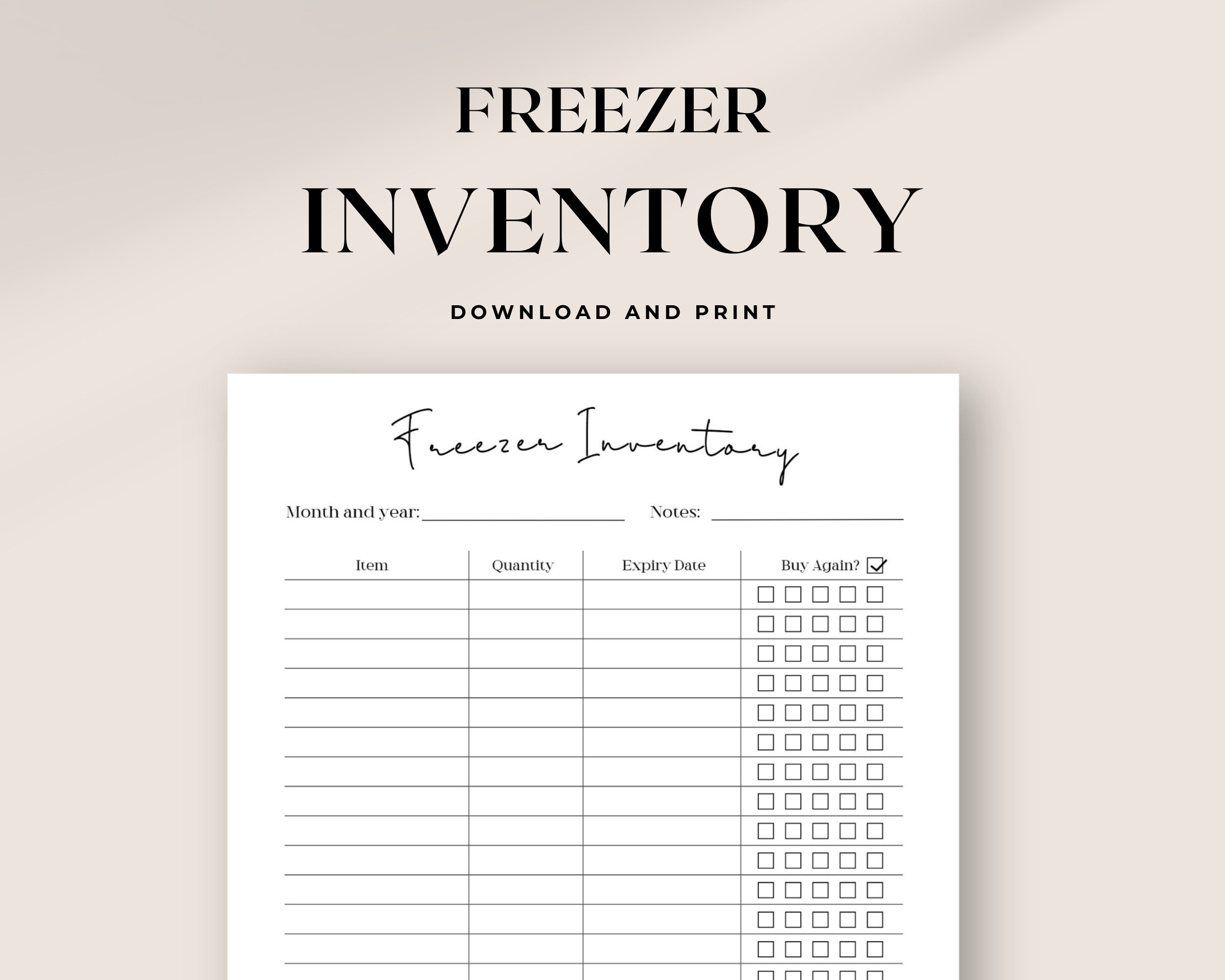 Printable Freezer Inventory Tracker | Food Inventory Template for Your ...