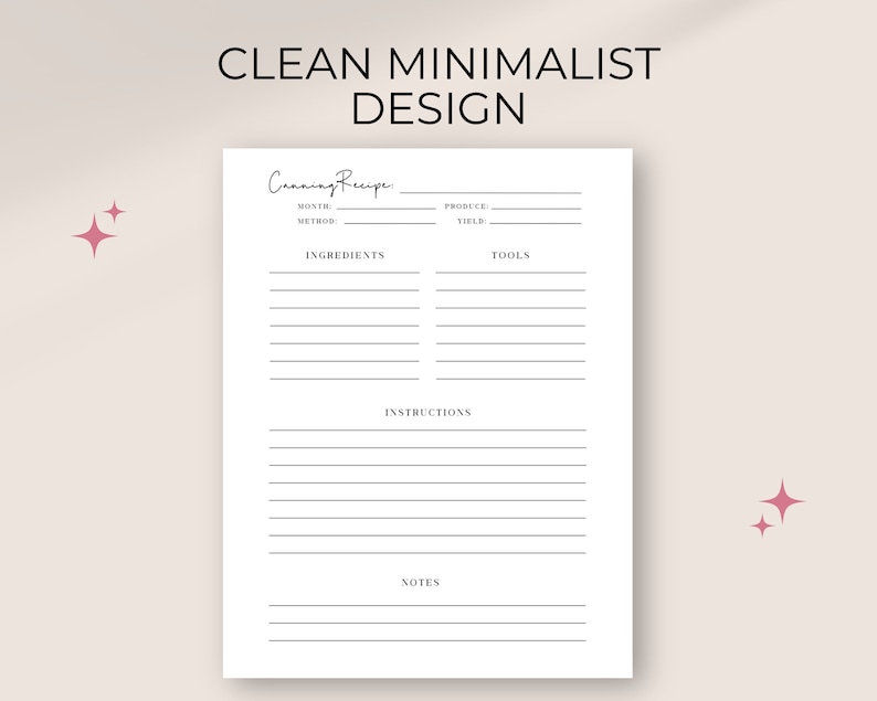 Printable Canning Recipe Template | Canning Recipe Sheet for Your ...