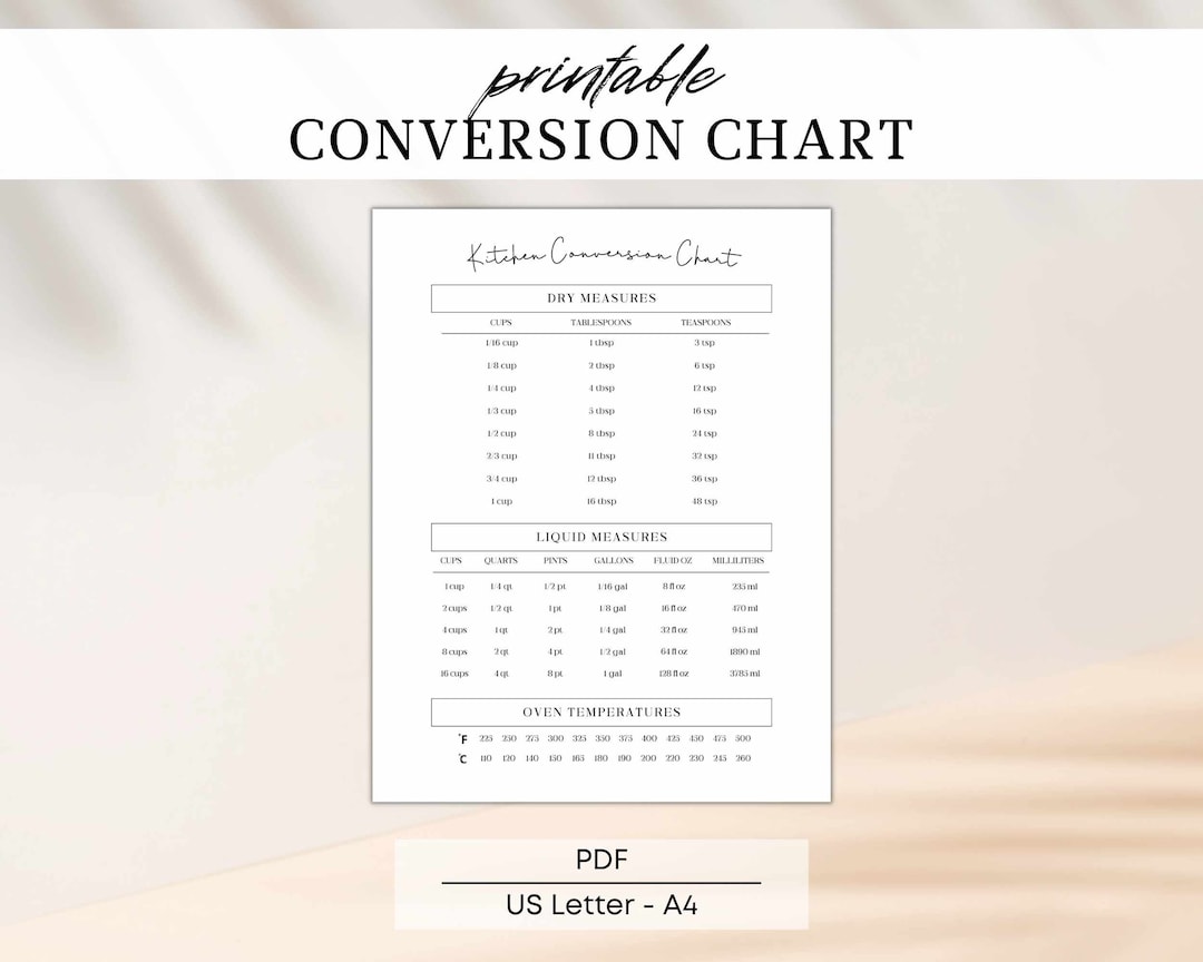 Printable Conversion Chart | Kitchen Conversion Chart | Measuring Chart ...