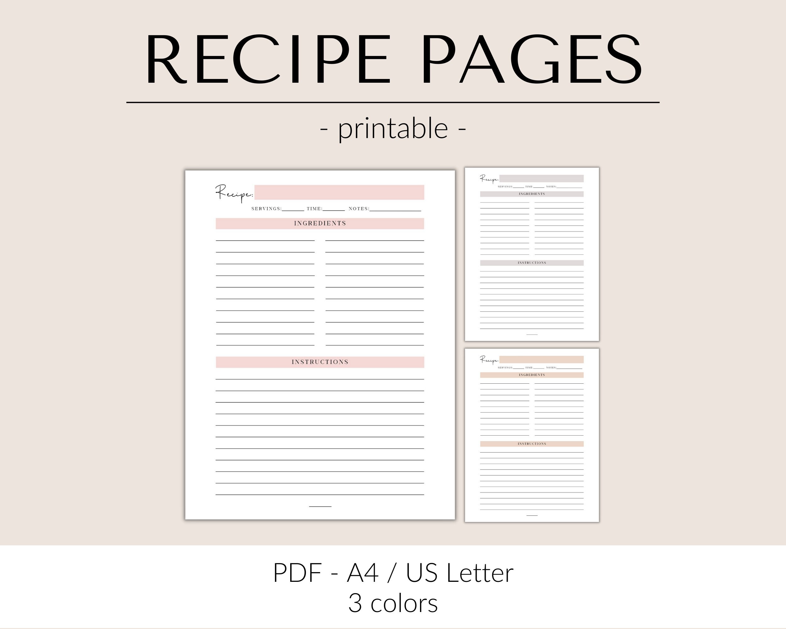 Printable Recipe Template Recipe Book Template Printable Recipe Page ...