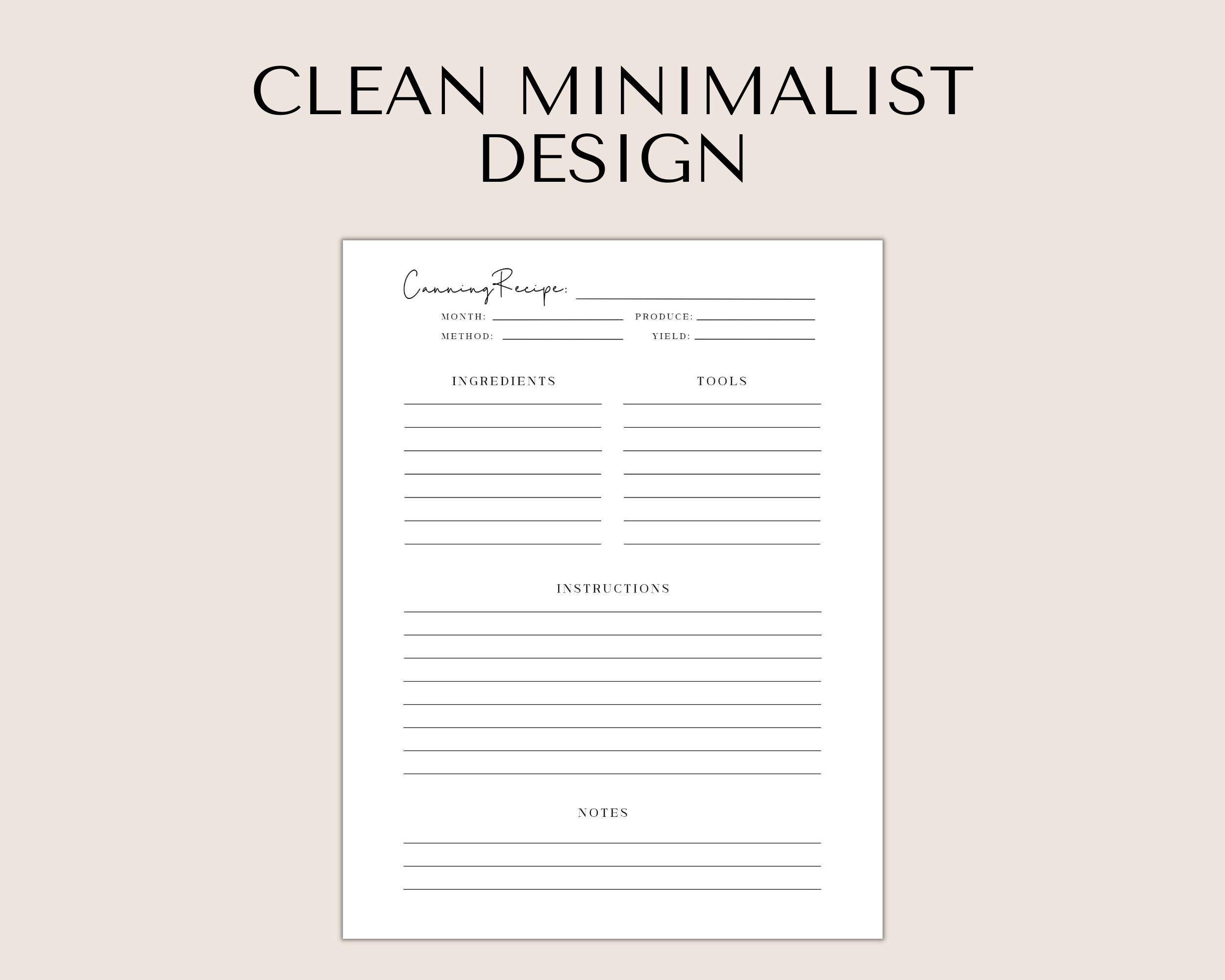 Printable Canning Recipe Template Canning Recipe Sheet for Your Recipe ...