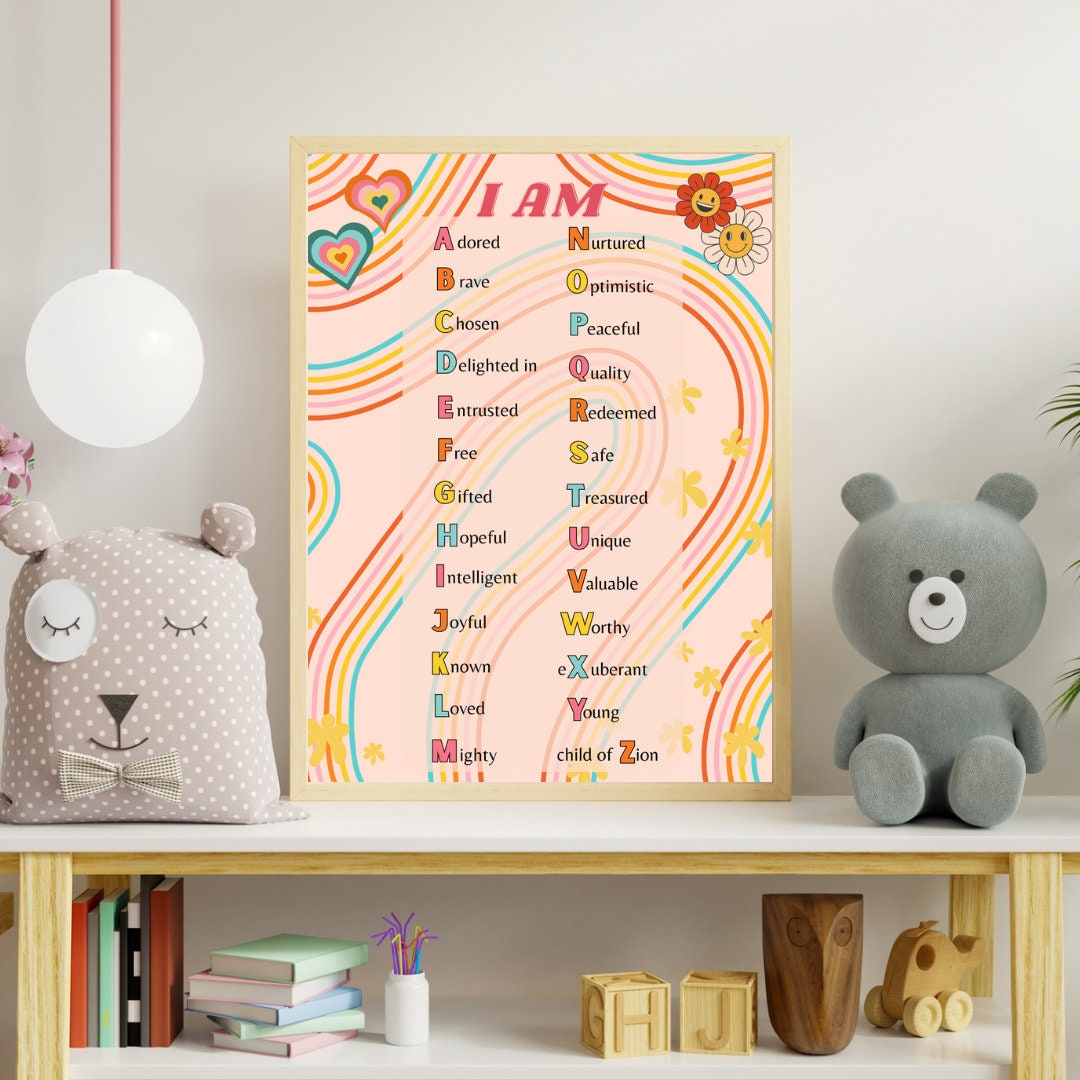 Affirmations for Kids A-Z Alphabet Christian Affirmations Wall Poster ...