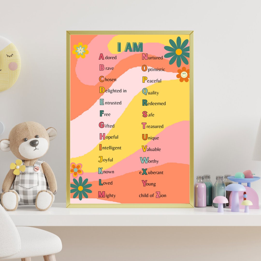 Affirmations for Kids A-Z Alphabet Christian Affirmations Wall Poster ...