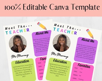 Meet the Teacher Template | Rainbow Canva Edit - Etsy