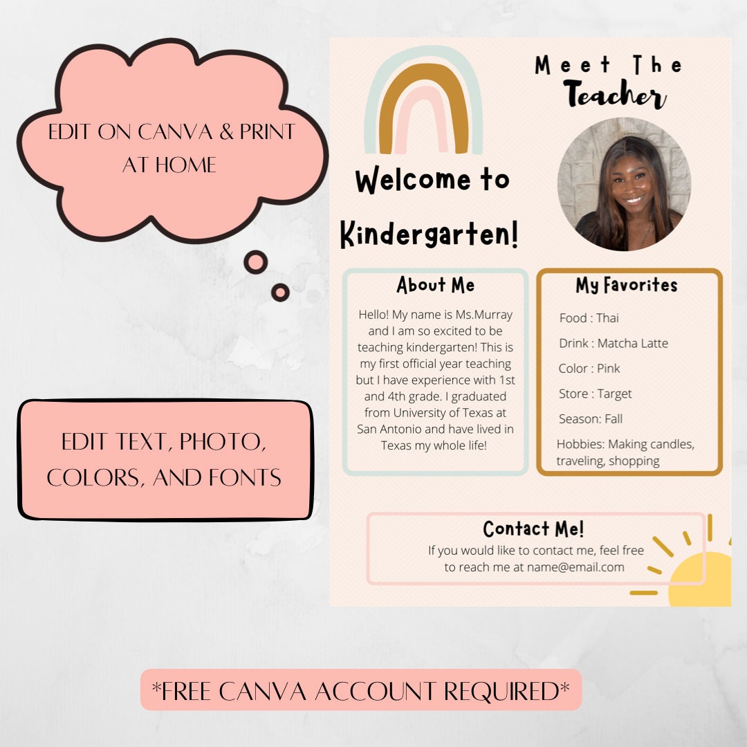 Meet the Teacher Template | Rainbow Canva Edit - Etsy