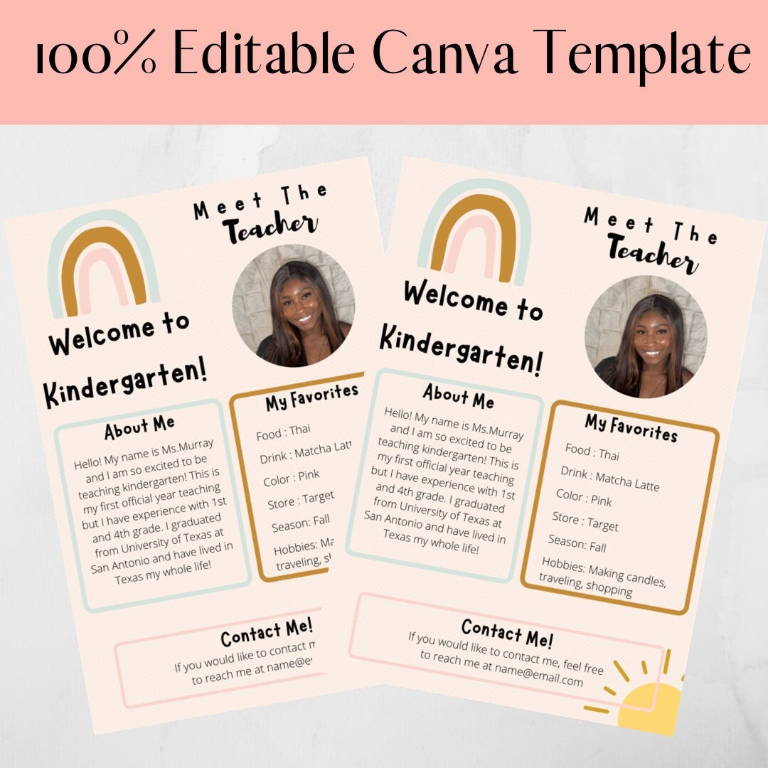 Meet the Teacher Template | Rainbow Canva Edit - Etsy