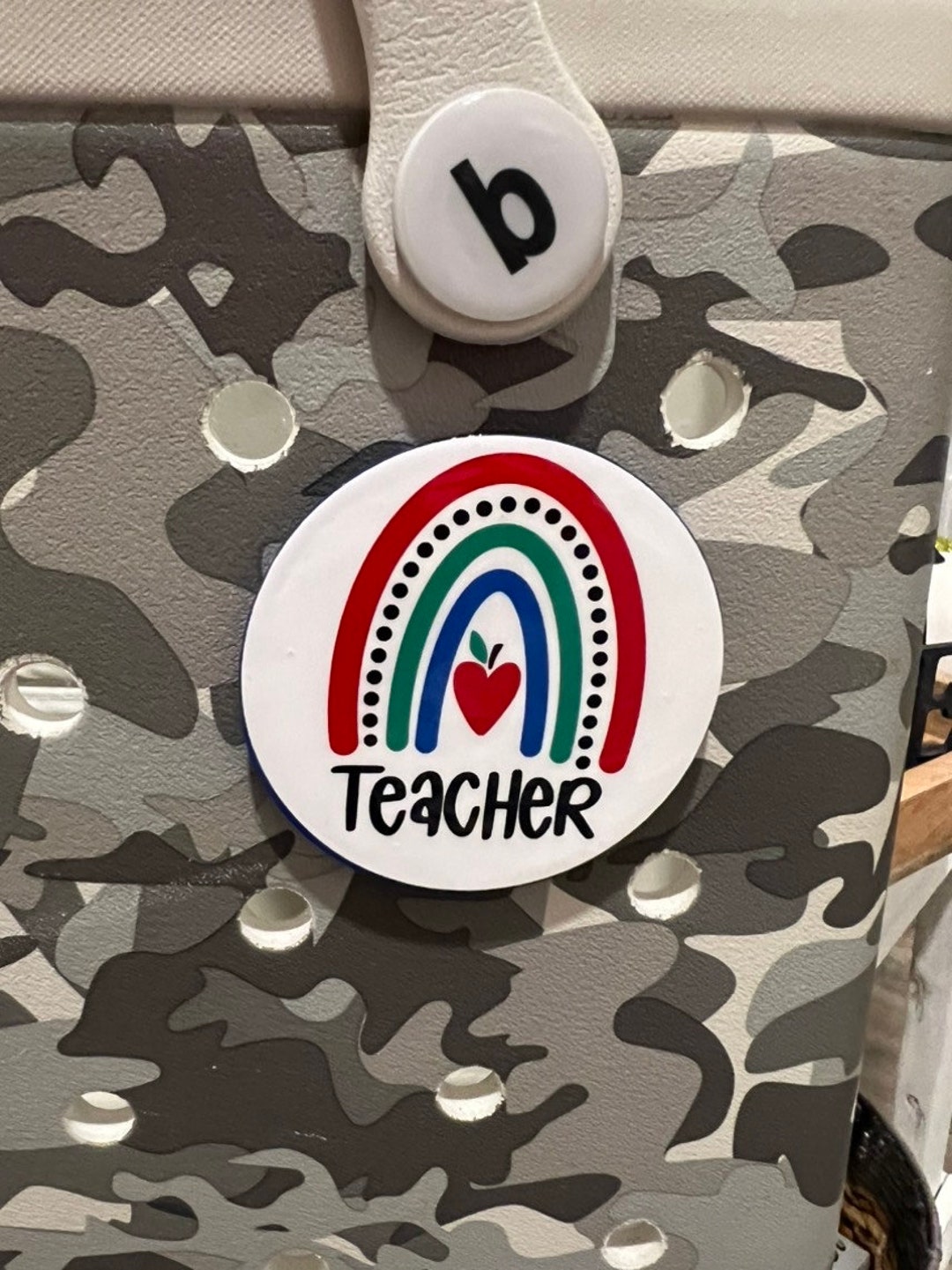Teacher Rainbow Heart Bag Tag | Bogg Bag Charm | Personalized Teacher ...