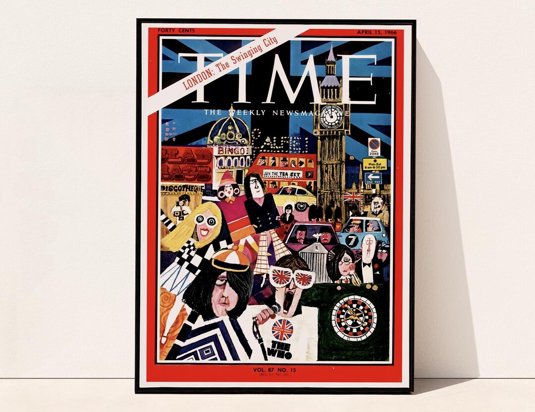 Time Magazine Vintage London Cover, 1960's Poster Print, Scene of ...