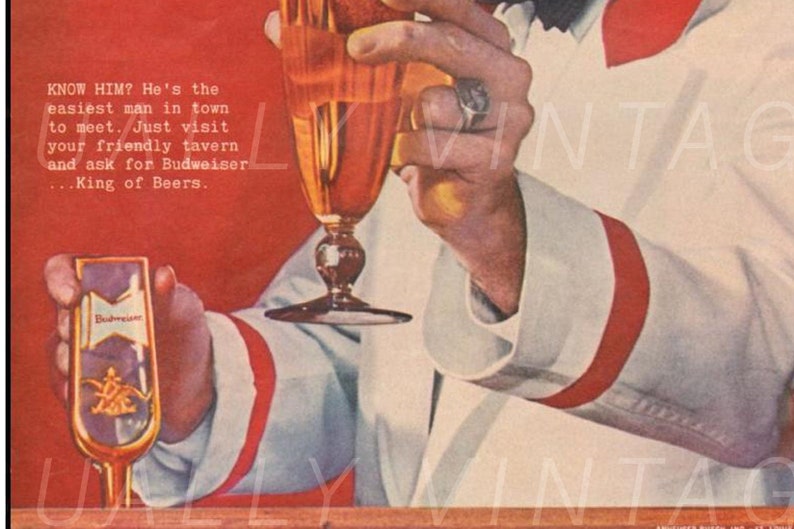 Budweiser Vintage Bar Cart Poster, When There's Life There's Bud, Retro ...