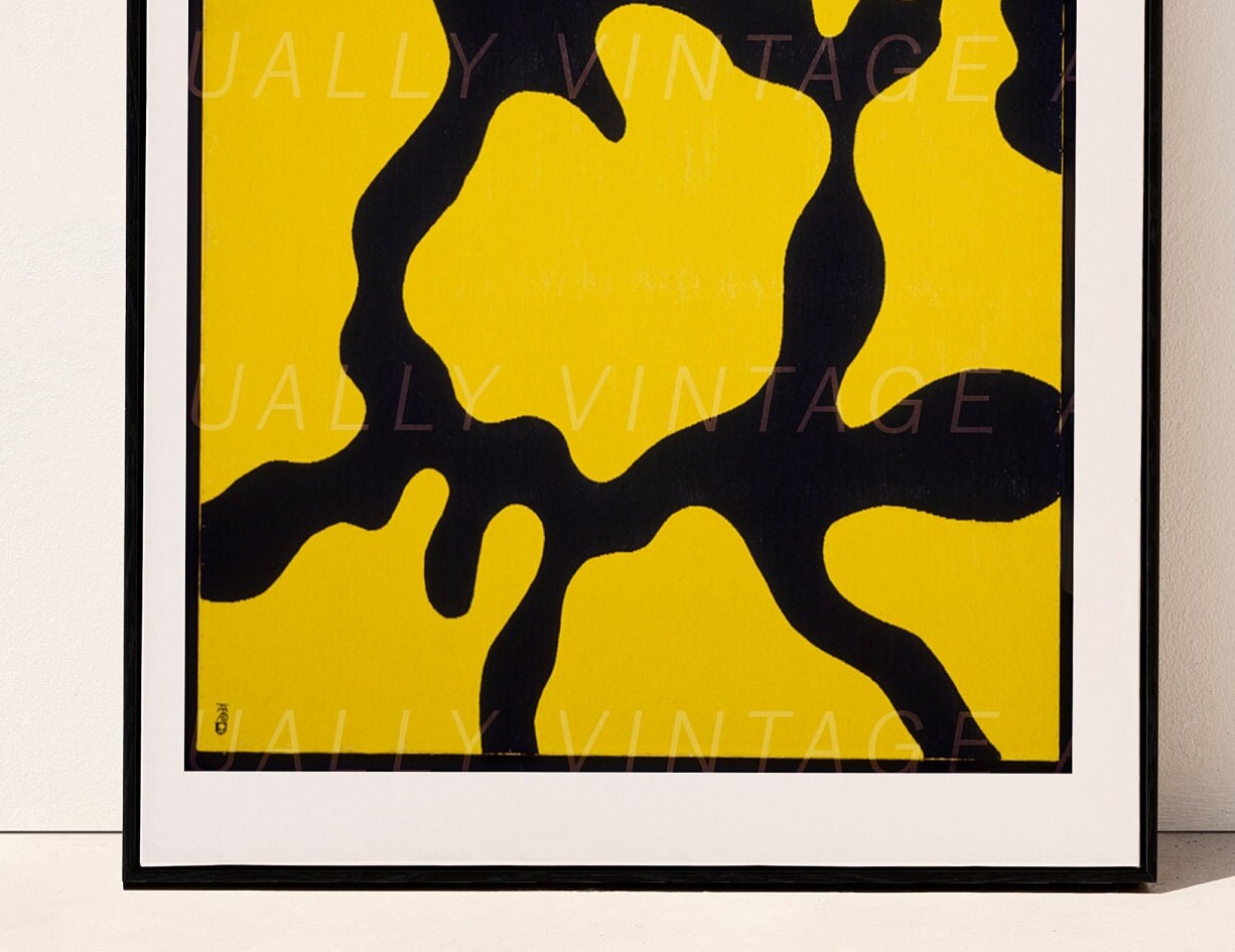 Funky Black and Yellow Digital Print, Vibrant Abstract Pattern, Trendy ...