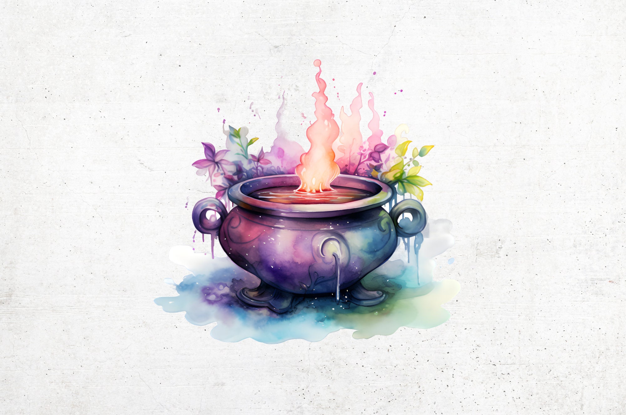 Watercolor Cauldron Clipart: Magical Witch PNG Pack (digital Download ...