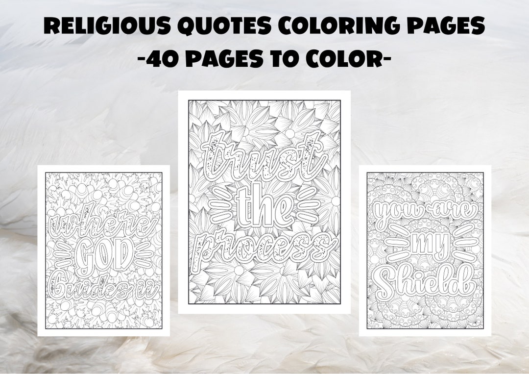 Religious Quotes Coloring Pages, 40 Printable Pages, Simple Coloring ...