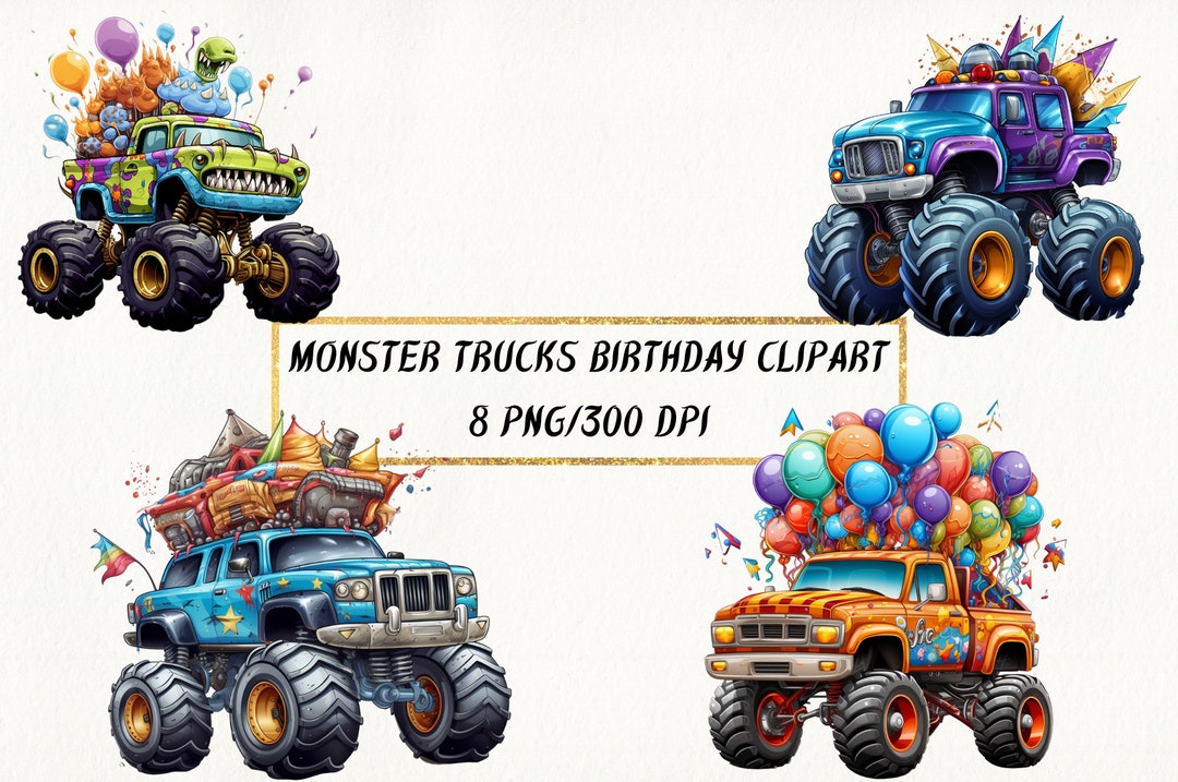 Monster Trucks Birthday Clipart, Monster Truck Happy Birthday PNG ...
