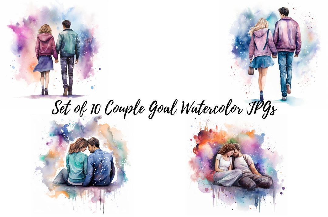 10 Couple Goal Watercolor Clipart, Relationship Goals Soulmates, High ...