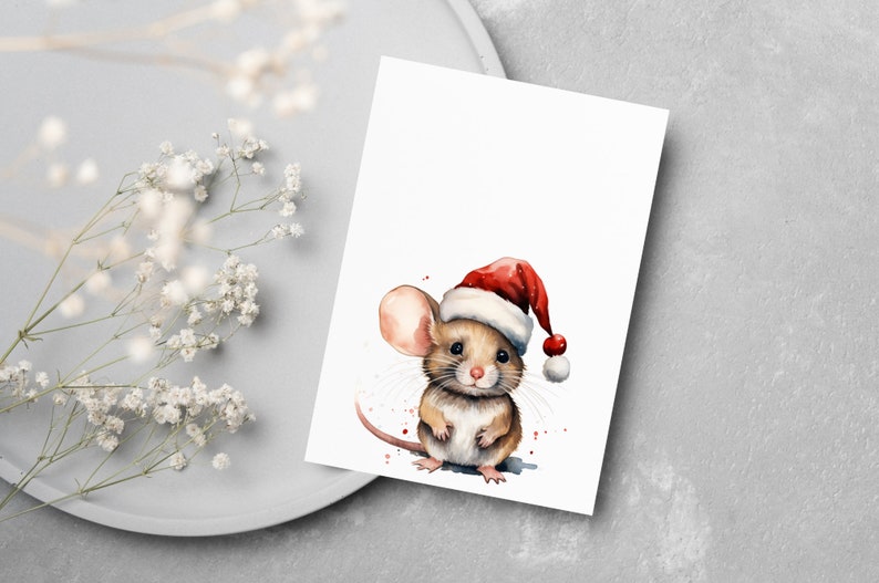 Christmas Mouse Watercolor Clipart Cute Mouse PNG Bundle - Etsy