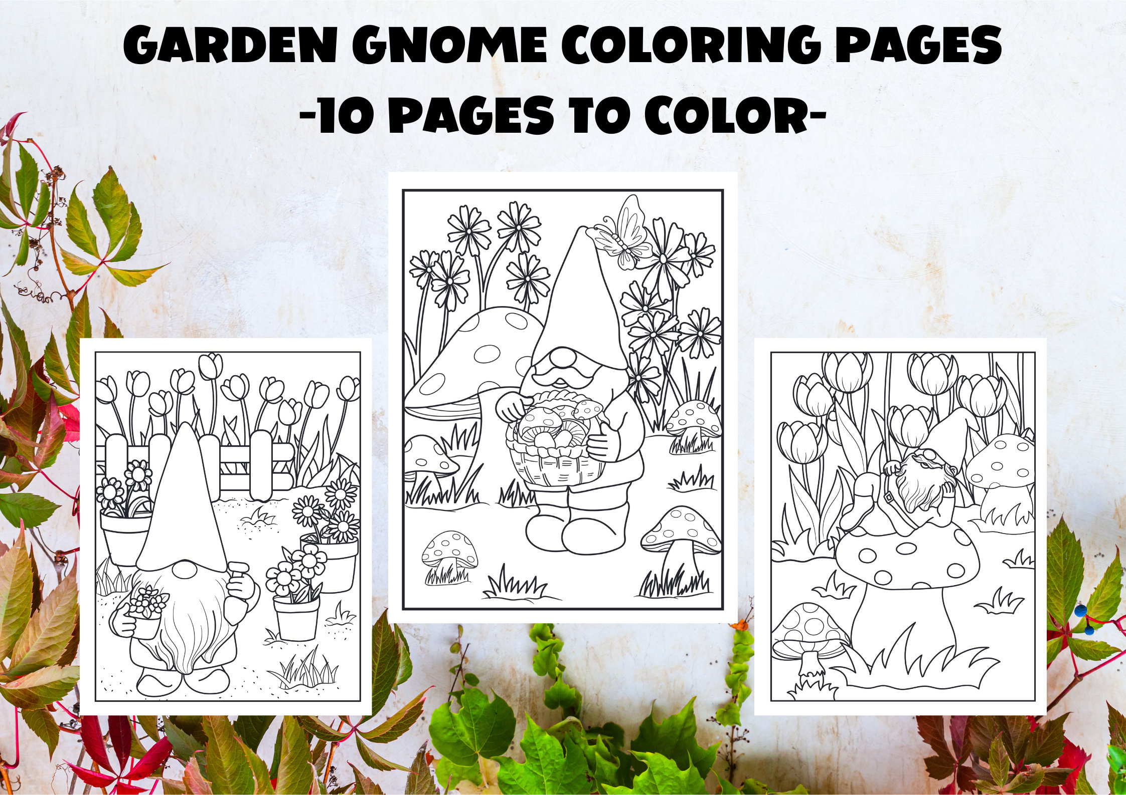 Garden Gnome Coloring Pages for Adults, Gnome Life Coloring Book ...