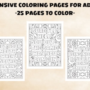 Offensive Coloring Book for Adults, Sarcastic Coloring Book, Insults ...