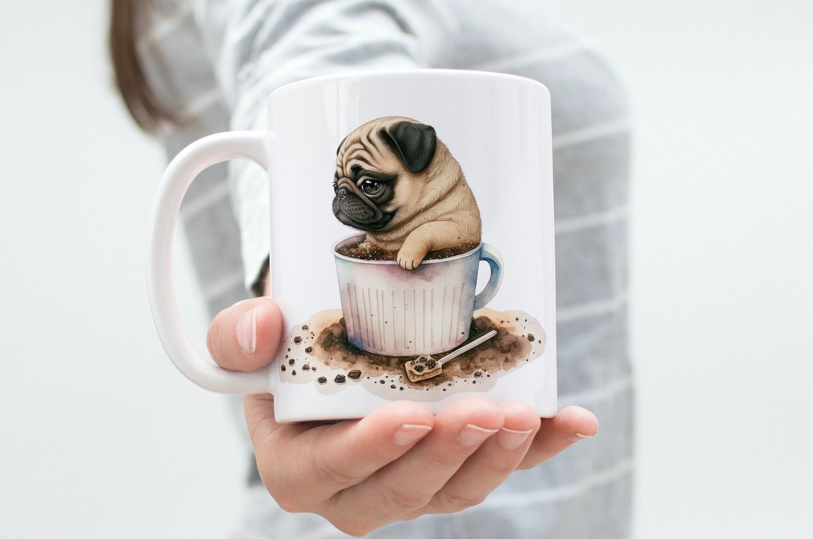 Pug in a Mug Clipart Images 5 Pack PNG Transparent - Etsy