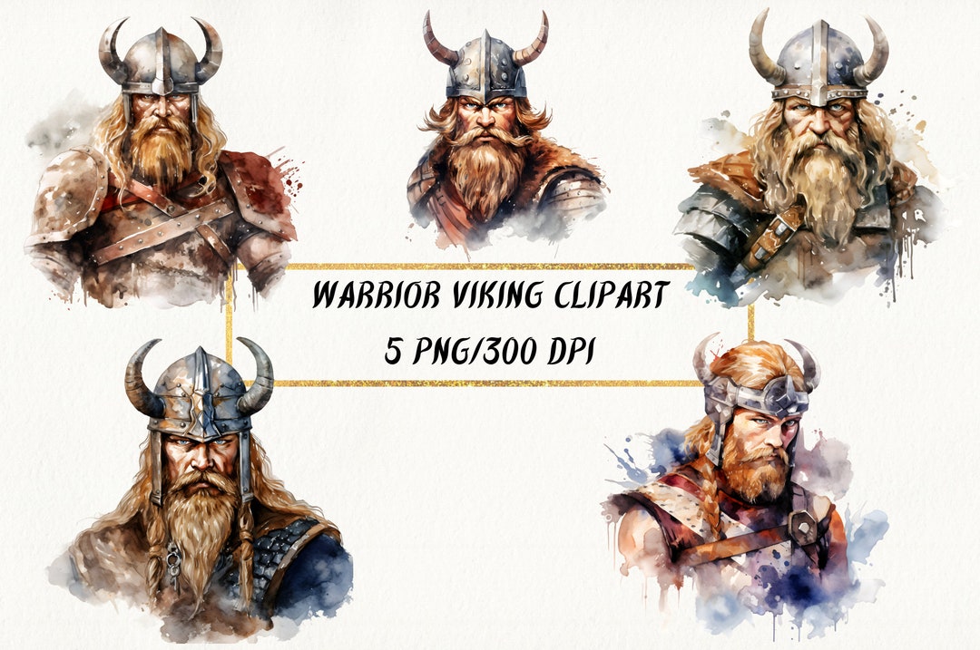 Watercolor Viking Warrior Clipart, Vikings Collection PNG Bundle for ...