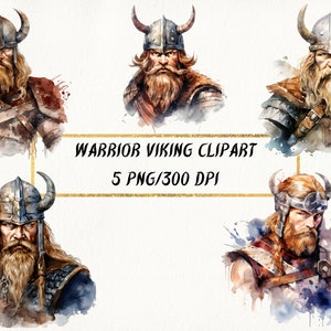Watercolor Viking Warrior Clipart, Vikings Collection PNG Bundle for Commercial Use, Nordic ...