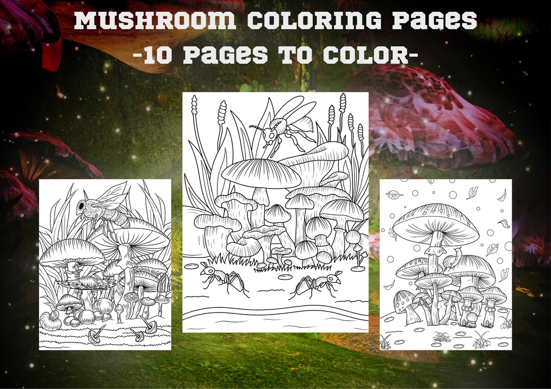 Mushroom Coloring Pages for Adults, 10 Printable Pages, Wondrous ...