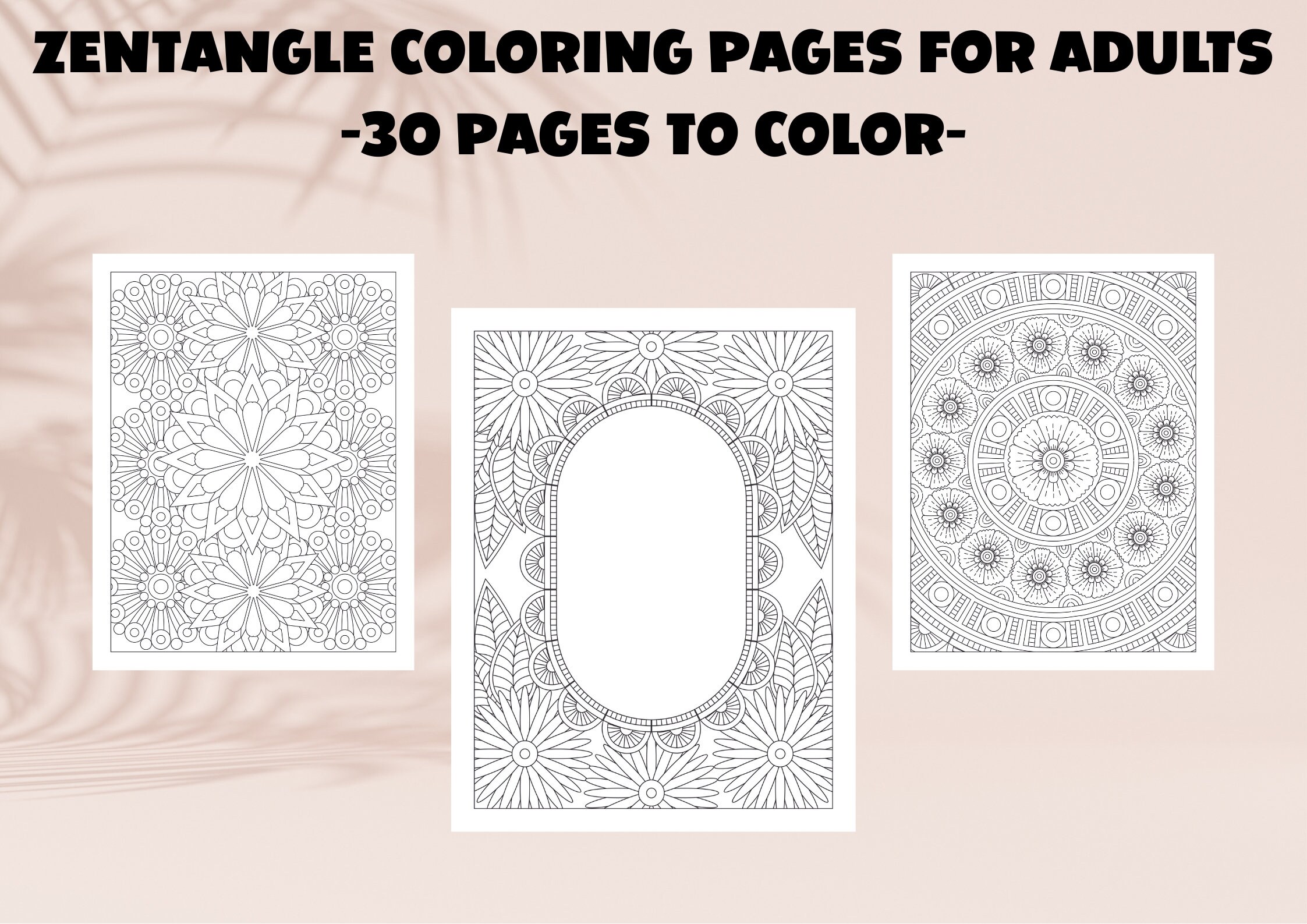 30 Zentangle Coloring Pages for Adults, Relaxation Therapy Adult ...