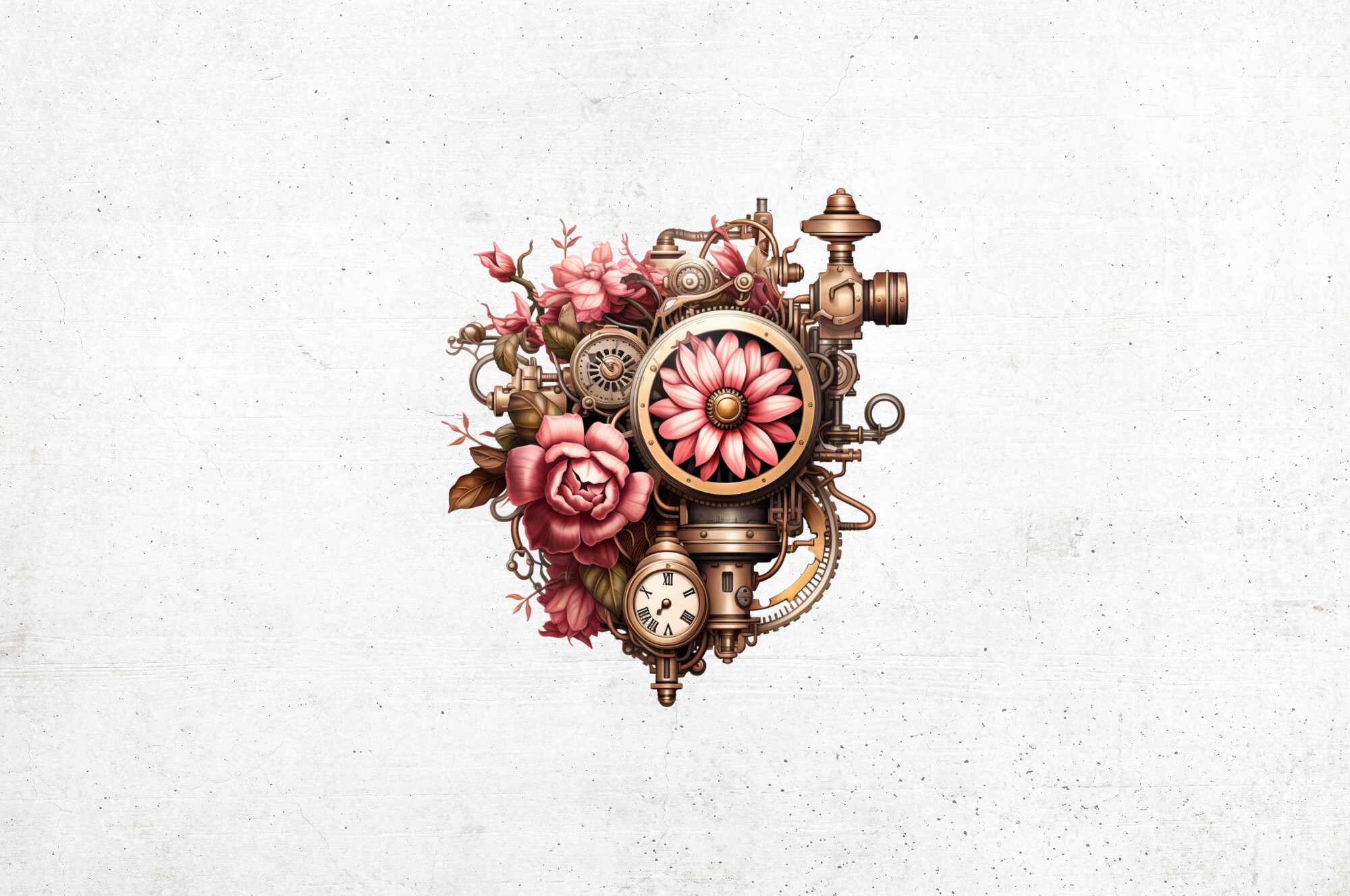Steampunk Floral Arrangement Clipart Steampunk Flower PNG - Etsy