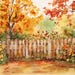 Autumn Garden Fence Watercolor Papers: Fall Floral Backgrounds (digital ...
