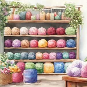Yarn Shop Backgrounds Bundle, 10 Watercolor High Quality Images for ...