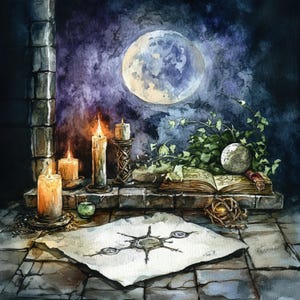 Watercolor Witch Altar Digital Paper: Magical Shrine Backgrounds (JPG ...