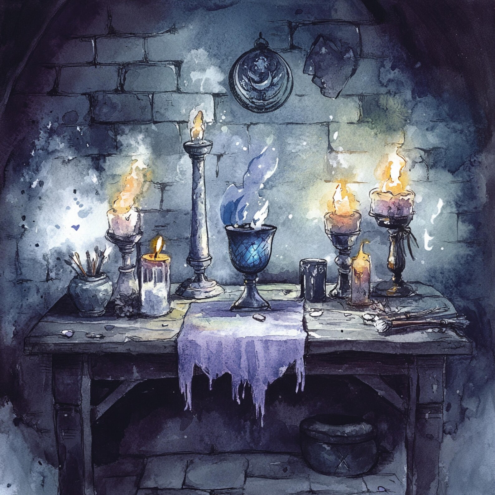 Watercolor Witch Altar Digital Paper: Magical Shrine Backgrounds (JPG ...