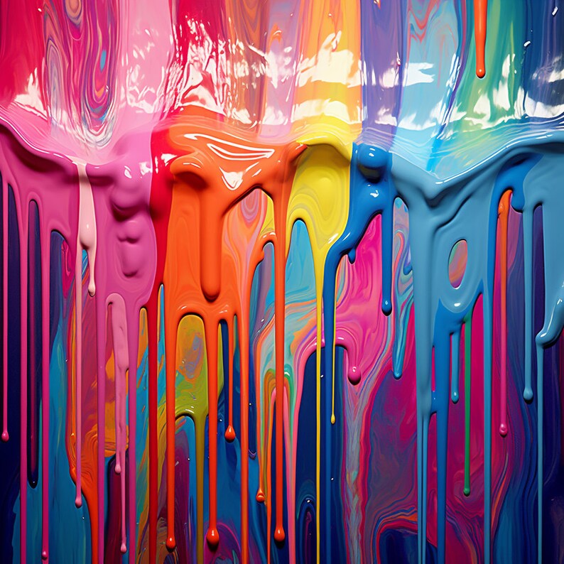 Dripping Paint Digital Paper: Colorful PNG Backgrounds (digital ...