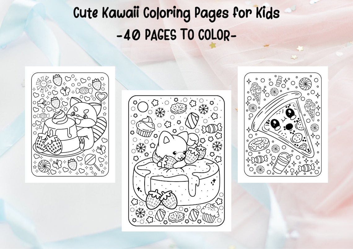 40 Cute Kawaii Coloring Pages for Kids Fun & Cute Kawaii - Etsy Canada