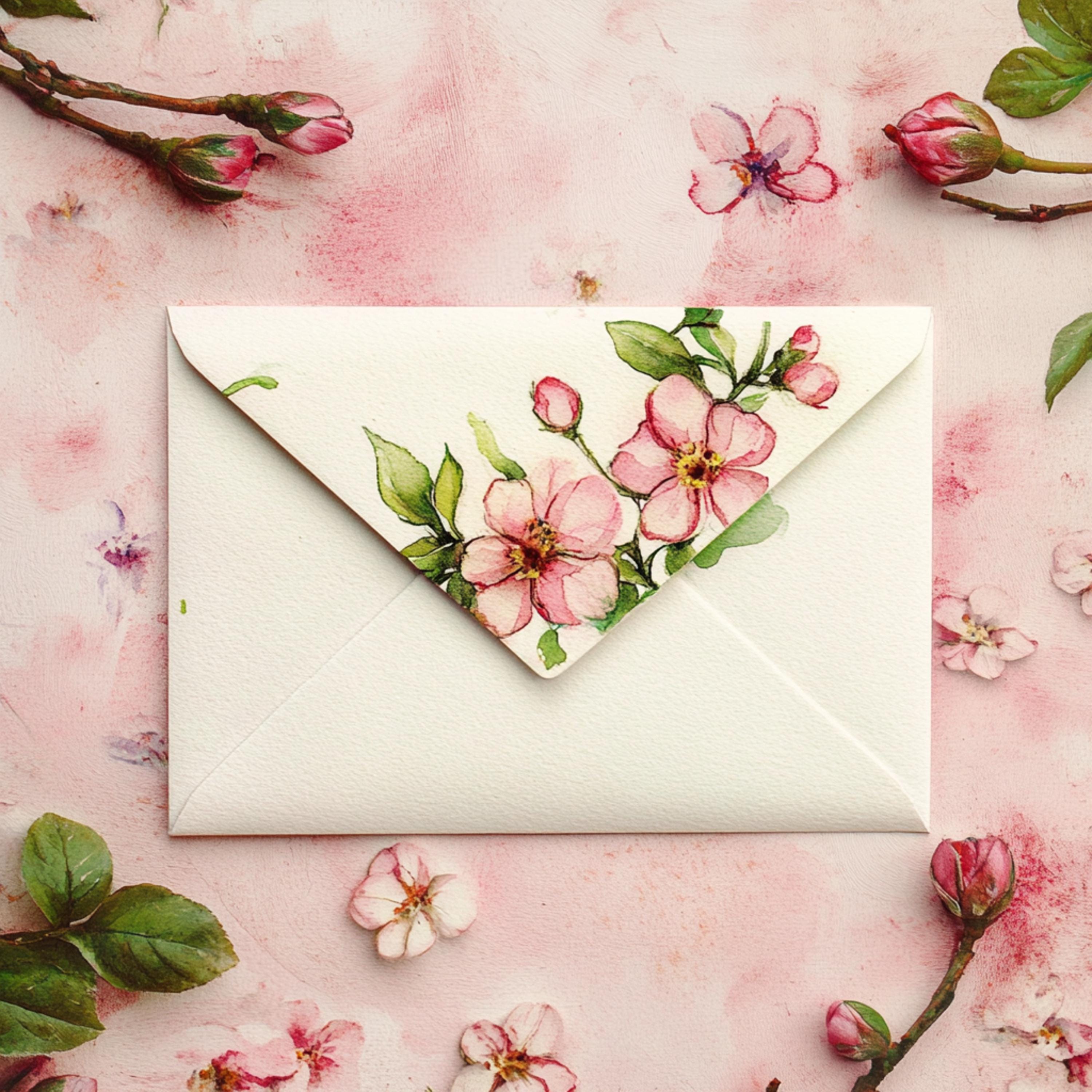 Floral Envelope Clipart: Watercolor Flower JPG Bundle (digital Download ...