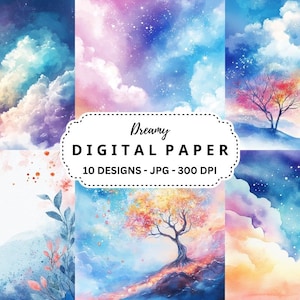 Watercolor Fantasy Backgrounds: Dreamy Sky Images (digital Download) - Etsy