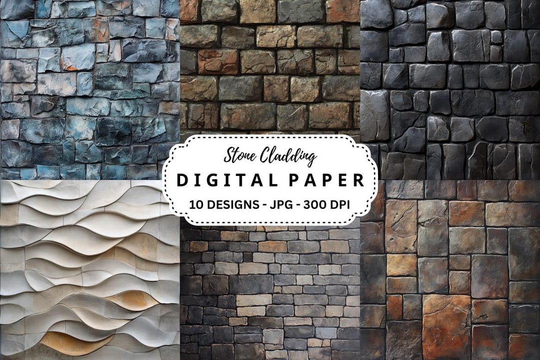 Stone Cladding Backgrounds Bundle, 10 High Quality Jpgs Illustrations ...